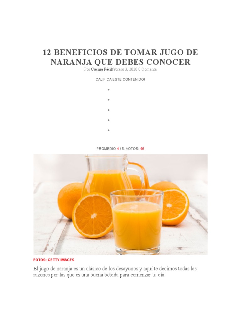 12 Beneficios de Tomar Jugo de Naranja Que Debes Conocer | PDF | Zumo de naranja | Té