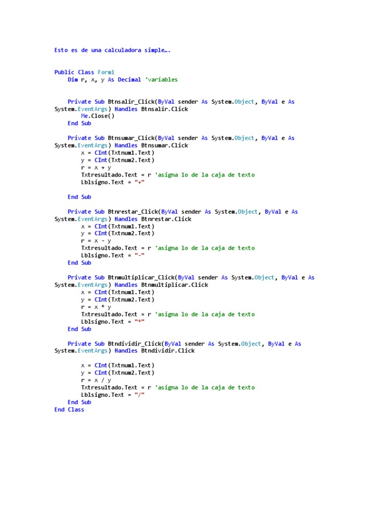Codigo Calculadora | PDF | Teaching Methods & Materials | Computers