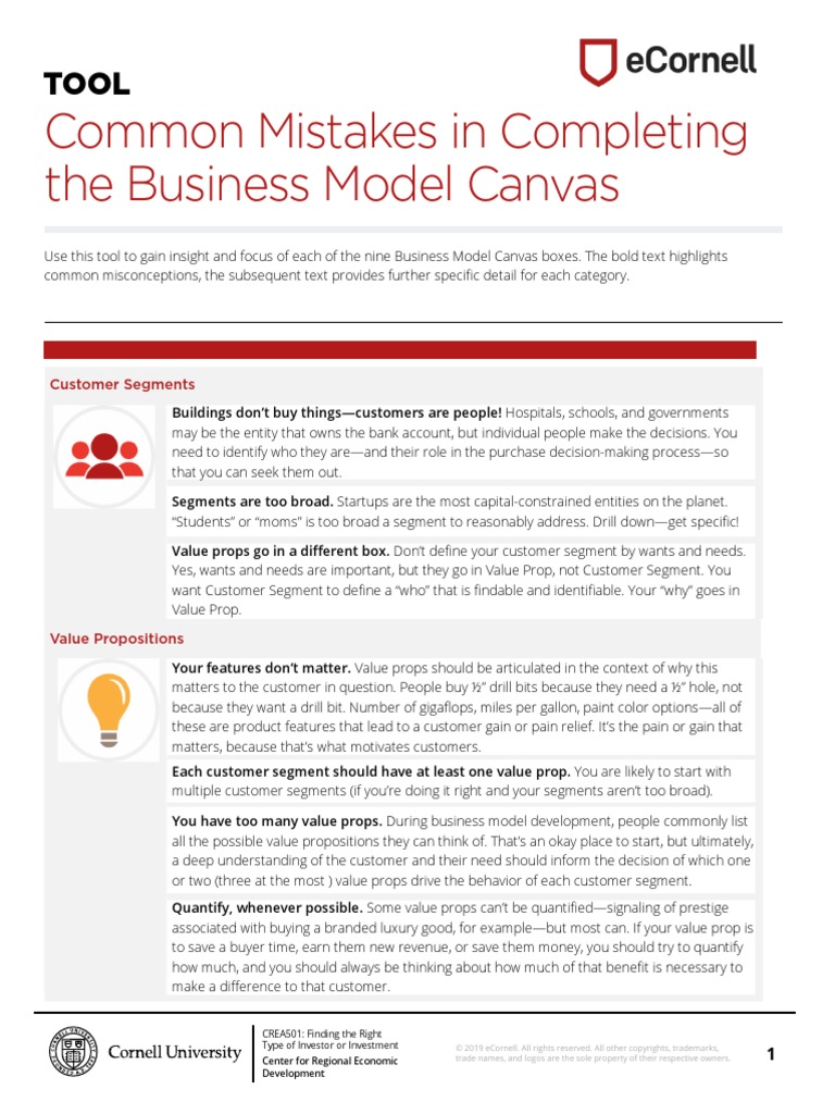 Avoid Common Mistakes in Completing The BMC | PDF | Business Model ...