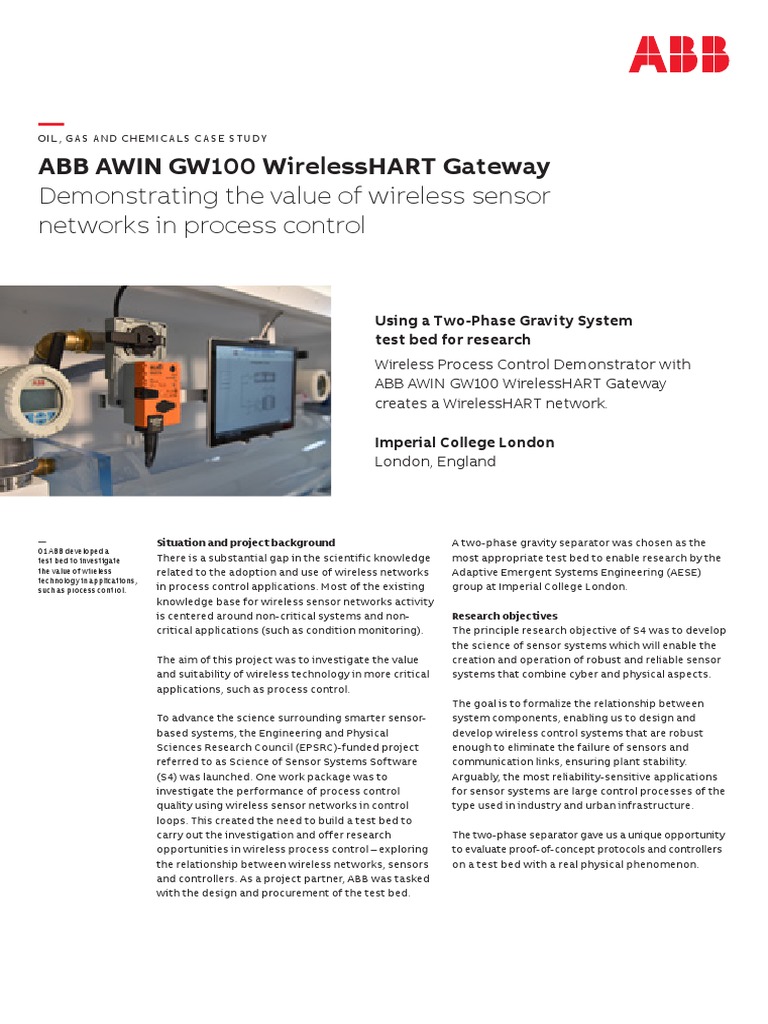 Abb Awin Gw100 Wirelesshart Gateway: Demonstrating The Value of ...