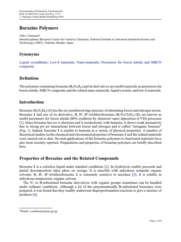 Borazine Polymers: Synonyms | PDF | Silicon | Pyrolysis