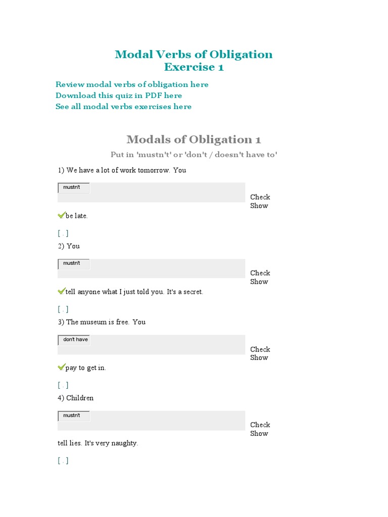 Modal Verbs of Obligation | PDF | Syntax | Linguistic Typology