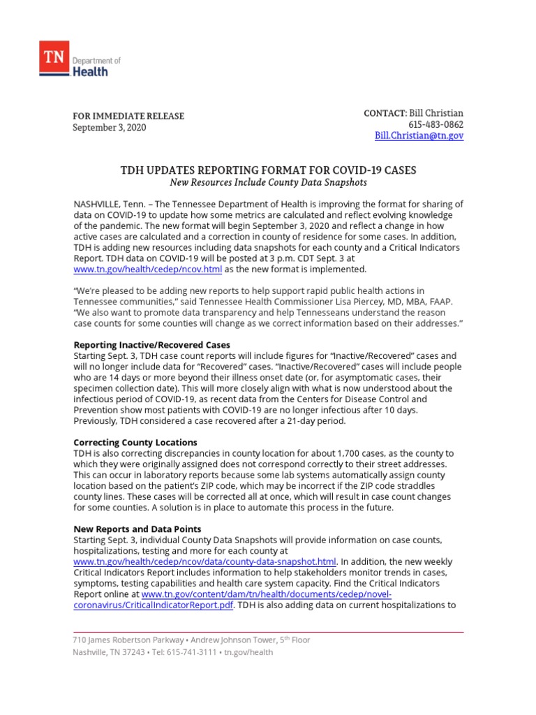 TDH Updates COVID-19 Data Reporting | Download Free PDF | Health ...