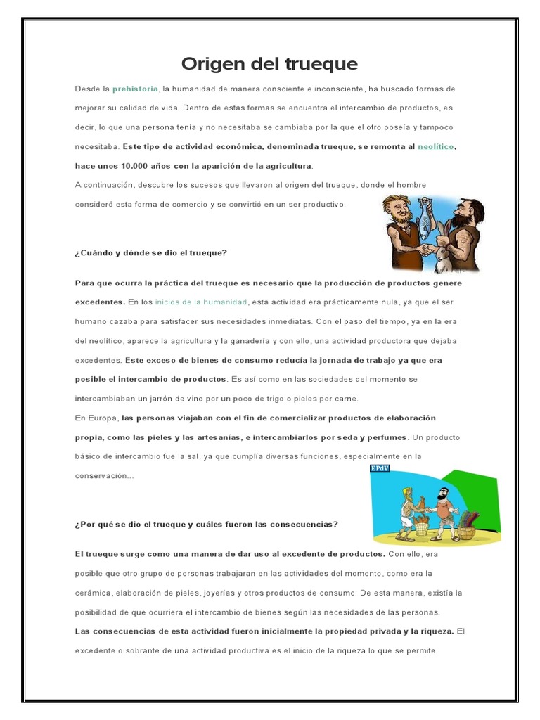Origen Del Trueque | PDF | Permuta | Comercio