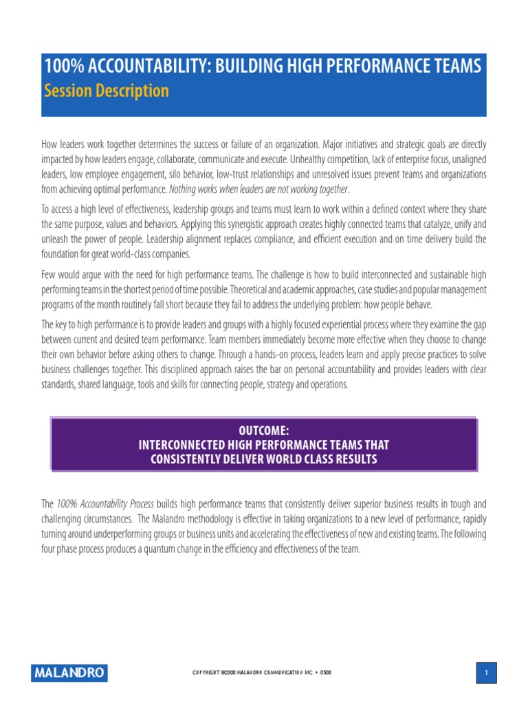 100% Accountability: Building High Performance Teams: Session ...