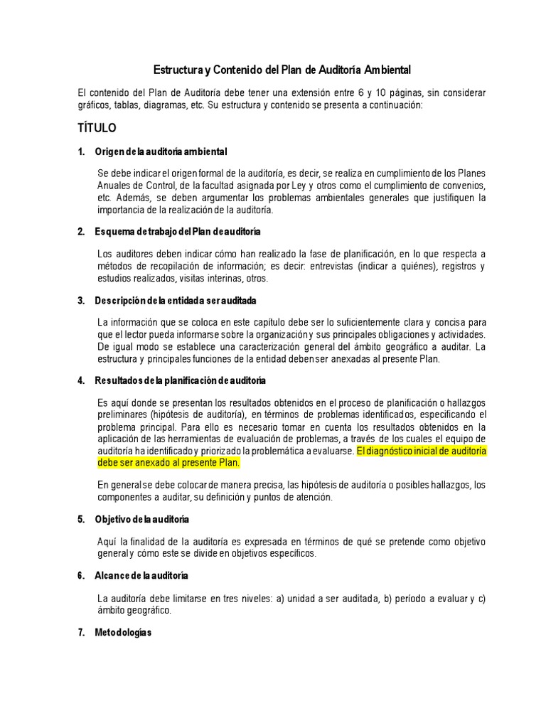 Plan De Auditoria Ambiental