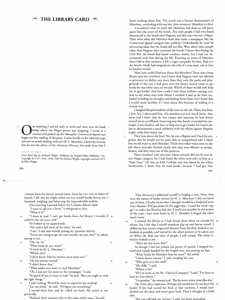 The Library Card - Richard Wright | PDF