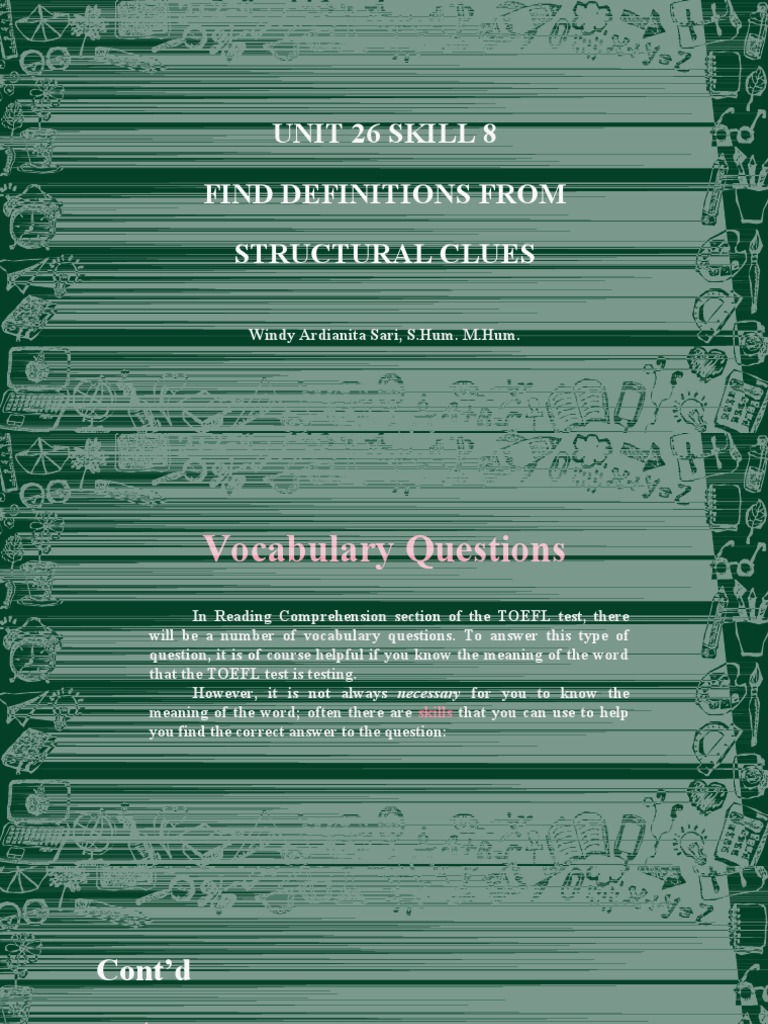 Unit 26 Skill 8 Find Definitions From Structural Clues Windy Ardianita