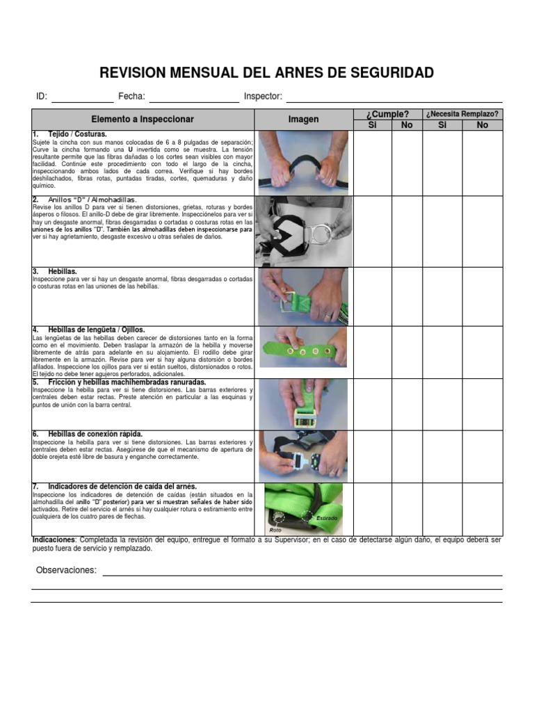 Revision Mensual Del Arnes de Seguridad | PDF | Naturaleza