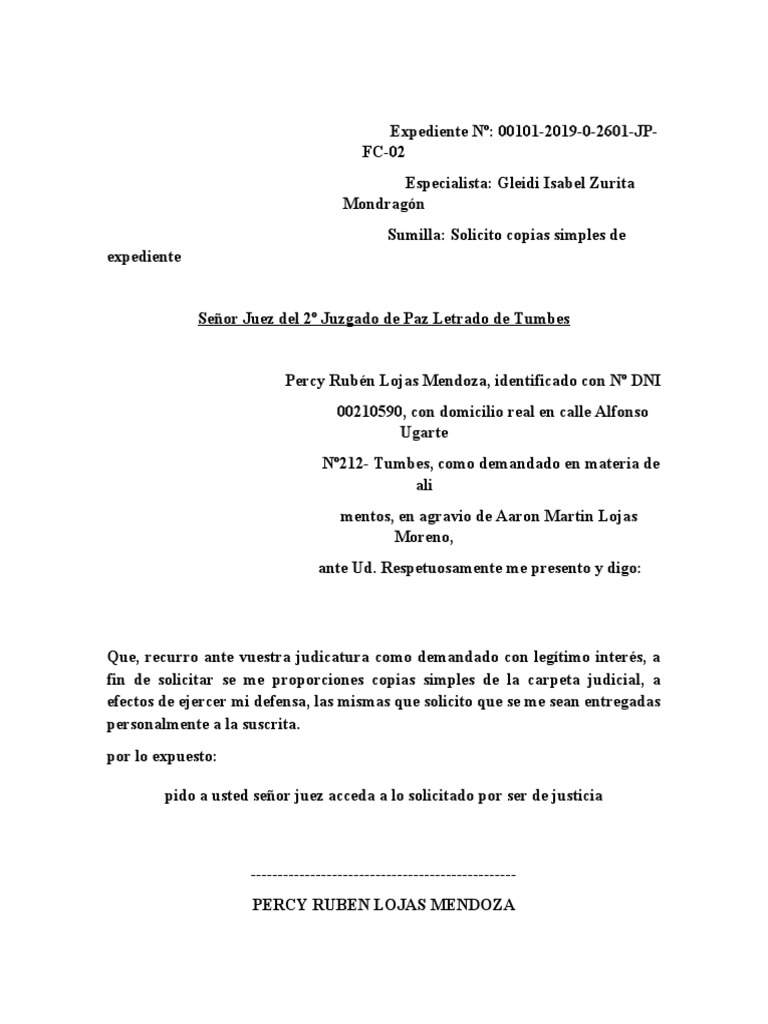 Solicitud de Copias Simples para Exp. | PDF