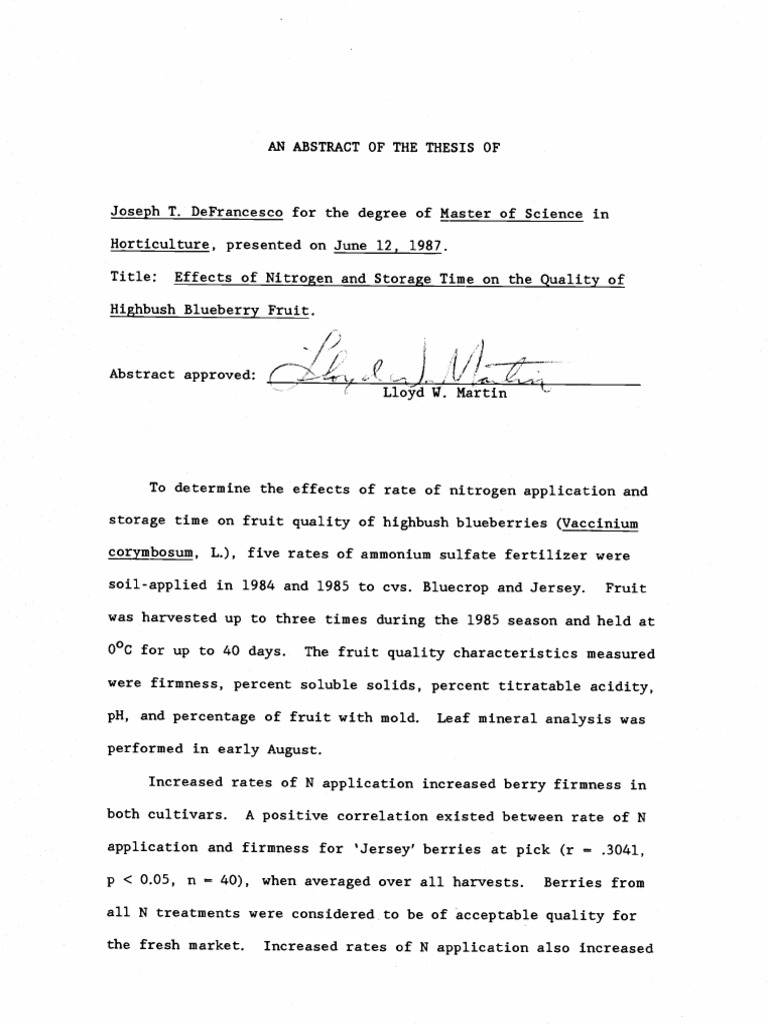 DeFrancesco - Joseph - T - 1987-EFFECTS OF NITROGEN AND STORAGE TIME ON ...