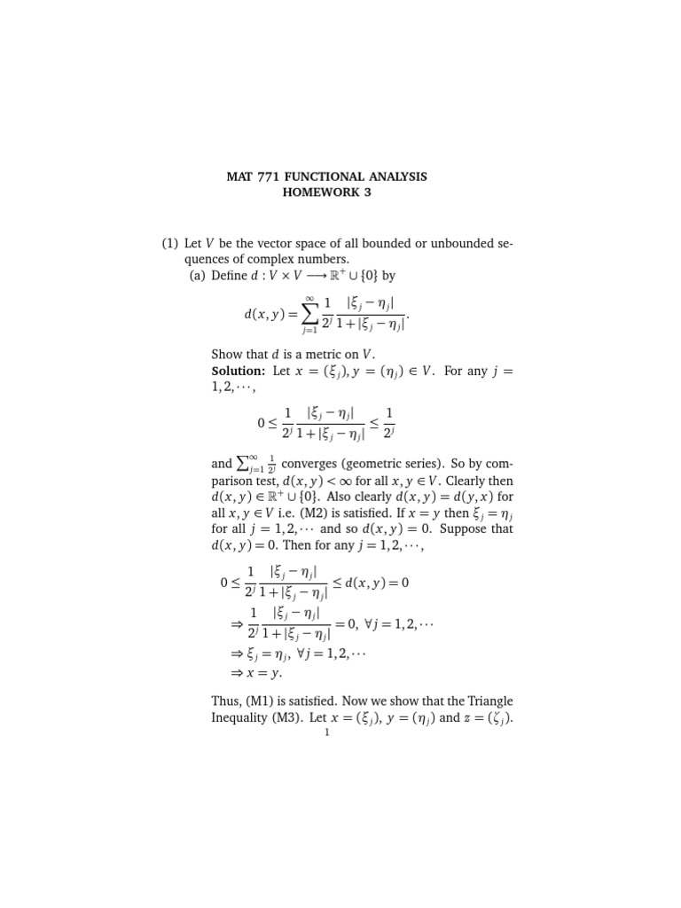 Mat 771 Functional Analysis Homework 3: × V −→ R ∪ (0) by - ξ − η - − η - | Download Free PDF ...