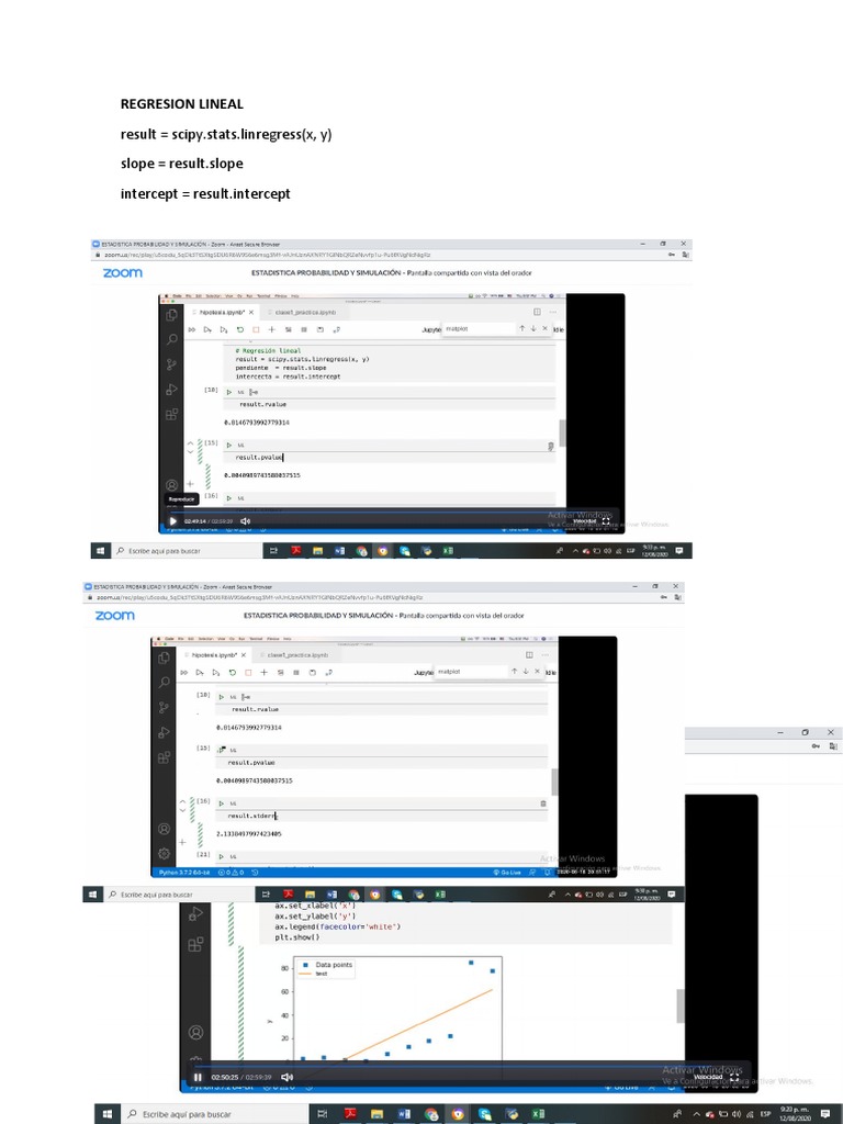 Result Scipy - Stats.linregress (X, Y) Slope Result - Slope Intercept Result - Intercept | PDF