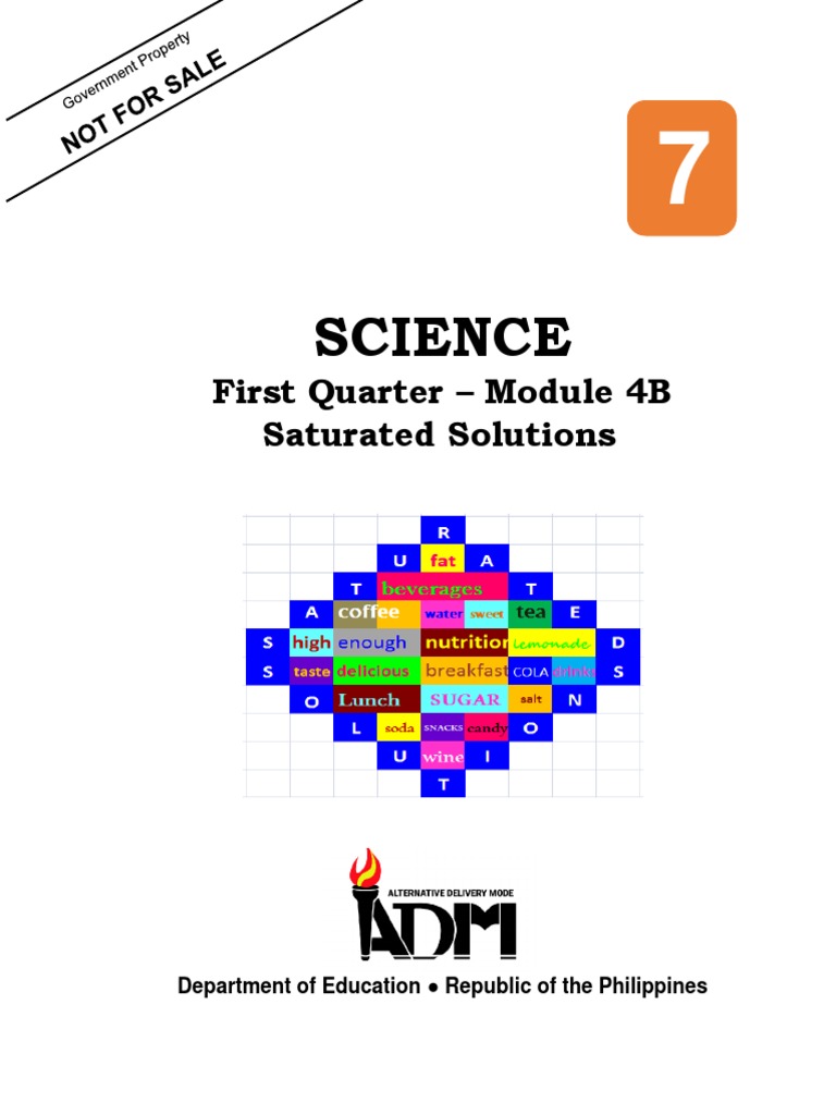 Sci7 - Q1 - Mod4B - Saturated Solutions - Version3 | PDF | Solution | Solubility