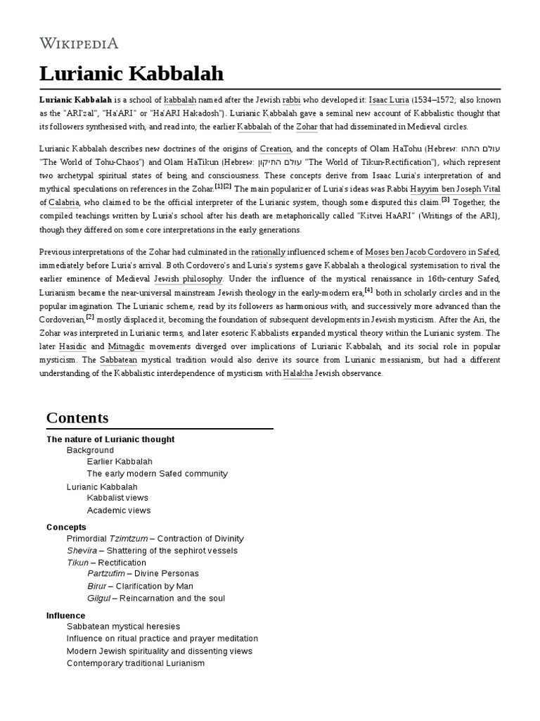 Lurianic Kabbalah | PDF | Kabbalah | Jewish Behaviour And Experience