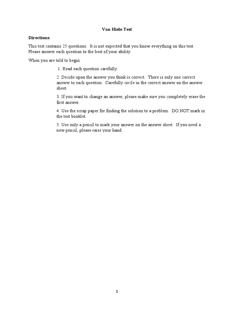 Van Hiele Test | PDF | Rectangle | Triangle