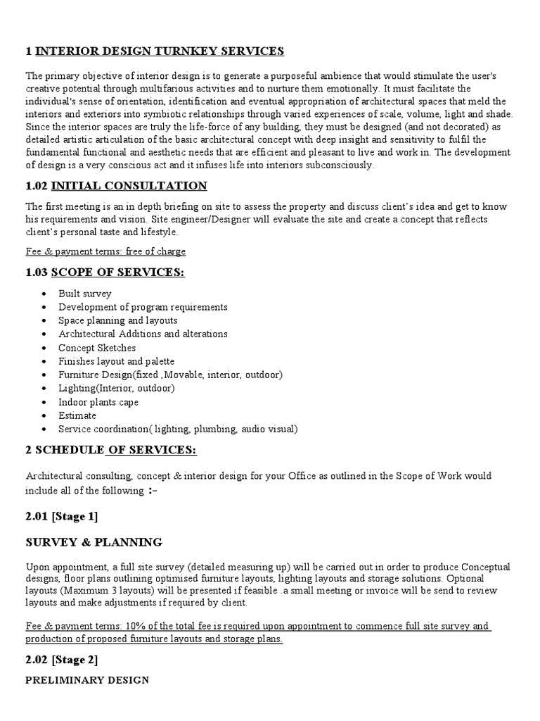 Interior Design Services | PDF | Architect | Indemnity