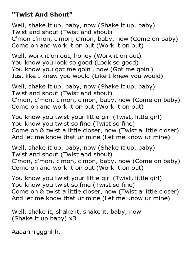 Twist and Shout - Lyrics - Beatles | PDF