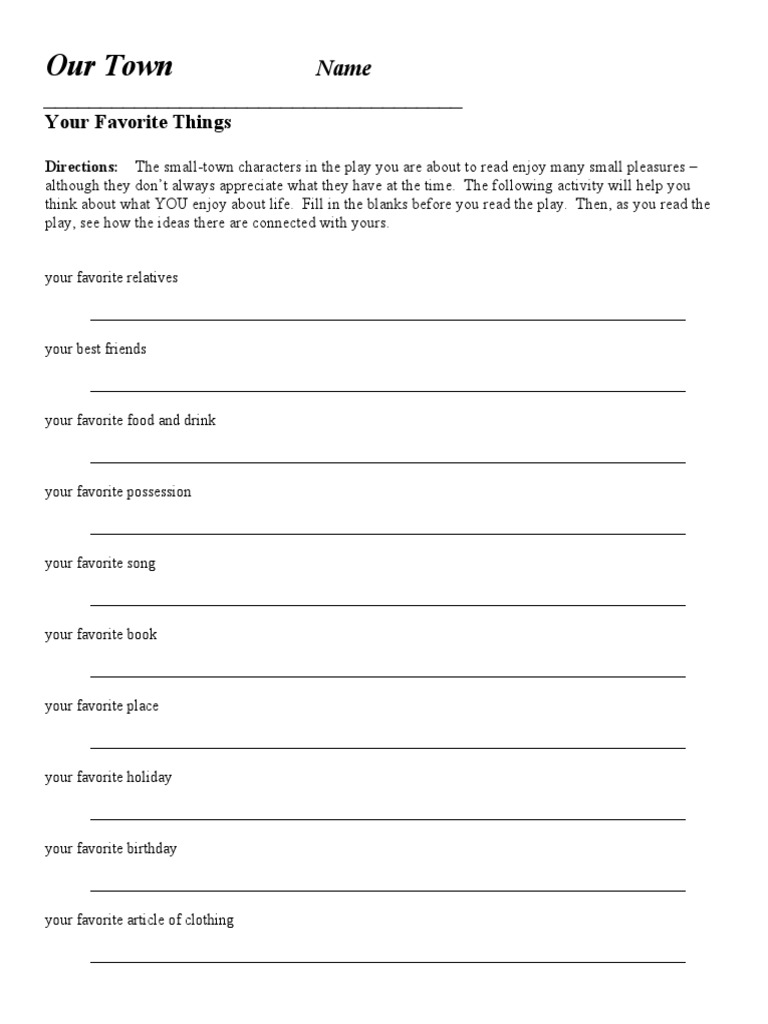 Our Town: Name | PDF