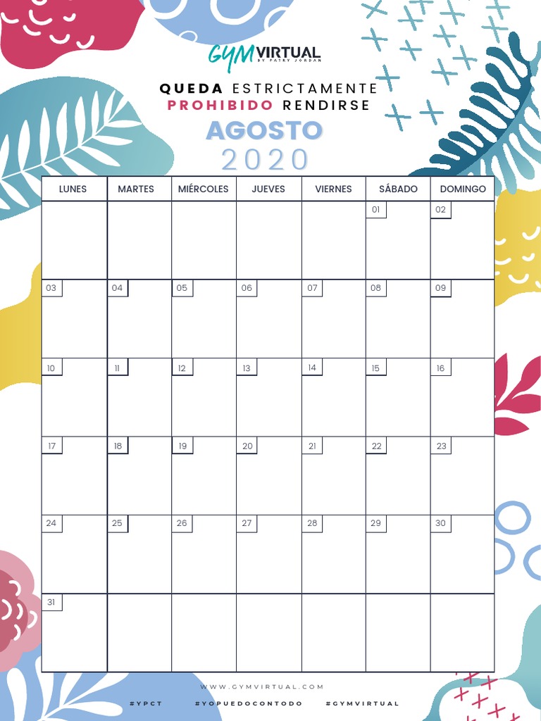 Planificador Fitness Agosto 2020 | PDF