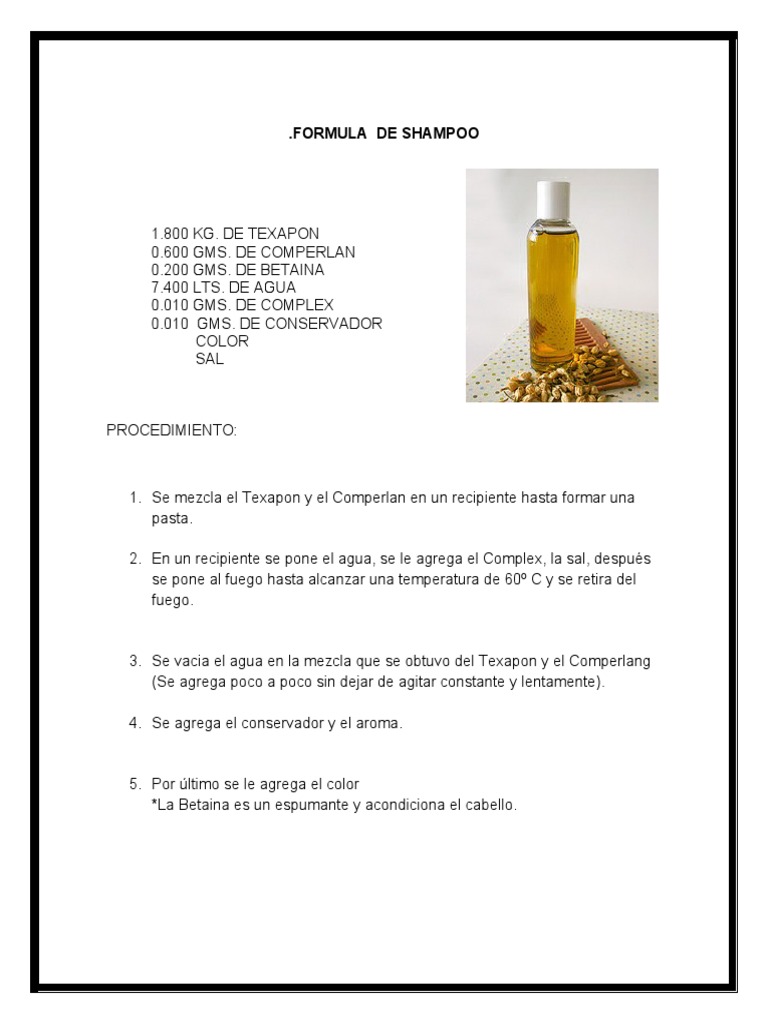 Formula de Shampoo | PDF | Química | Naturaleza