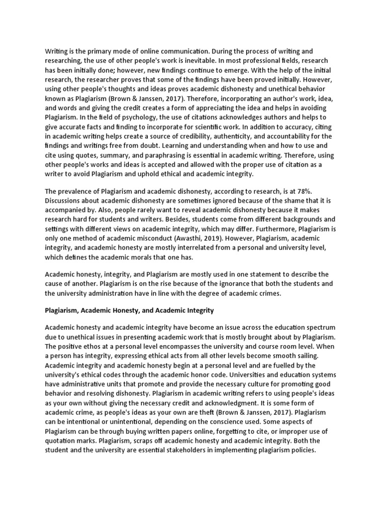 Plagiarism, Academic Honesty, and Academic Integrity | PDF | Plagiarism ...