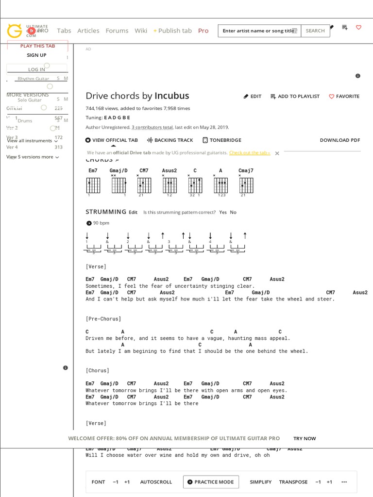 DRIVE CHORDS by Incubus @ | PDF | Song Structure | Music Theory