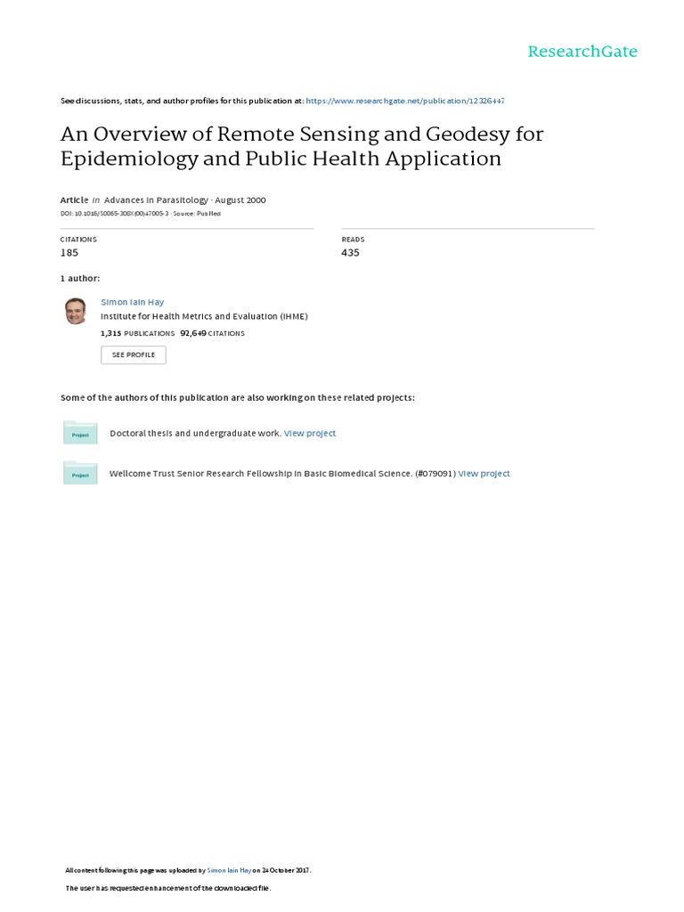 An Overview of Remote Sensing and Geodesy For Epidemiology and Public ...