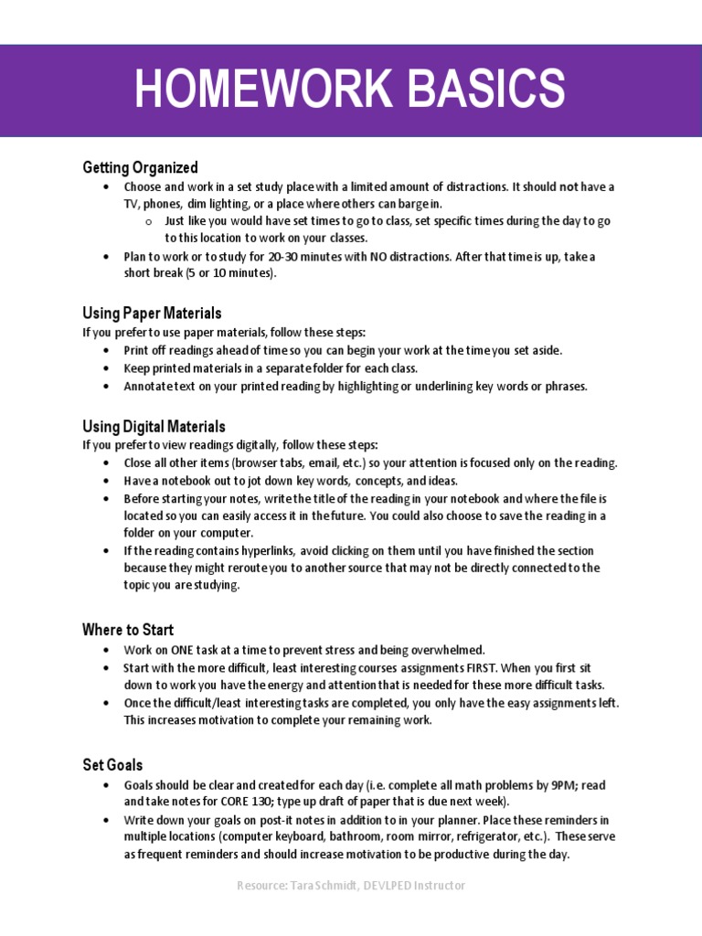 Homework Basics: Getting Organized | PDF | Communication | Cognition
