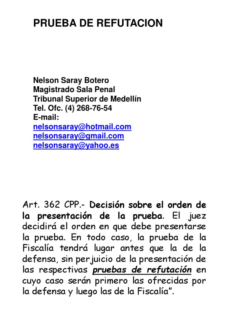Prueba de Refutación en Juicio Penal | PDF | Ley Pública | Judicaturas