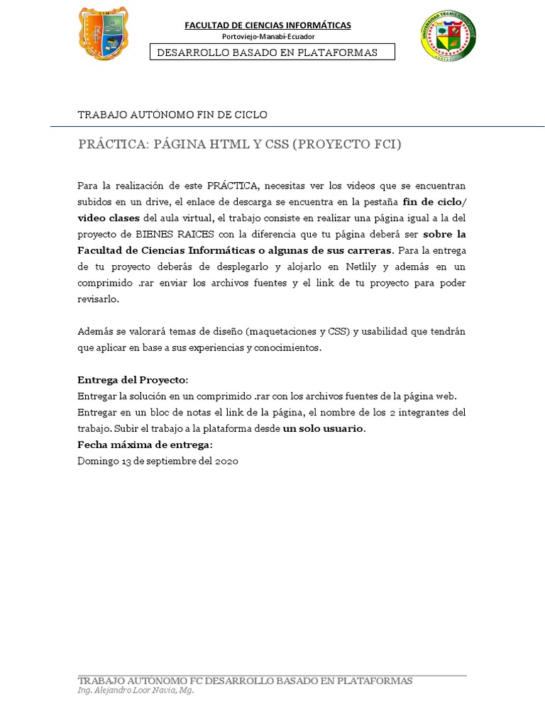 Practica HTML y CSS (Proyecto Fci) | PDF