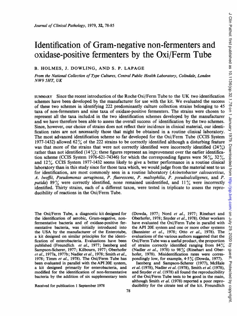 Identification: of Gram-Negative Non-Fermenters and Oxidase-Positive ...