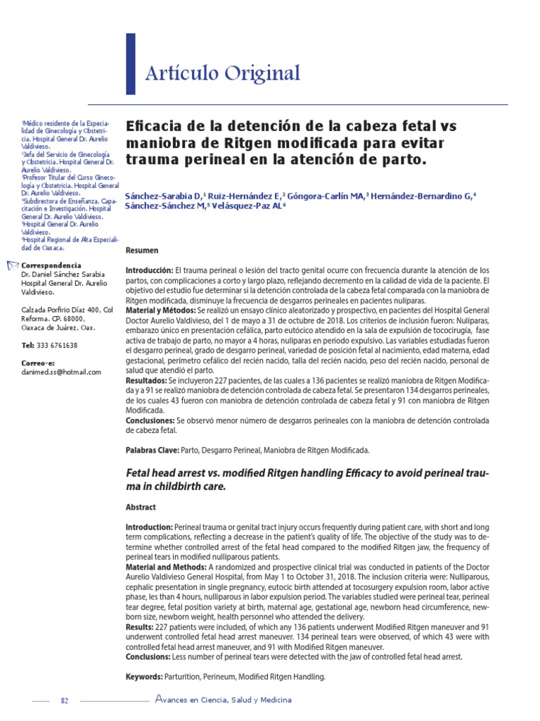 Artículo Original - Eficacia Maniobra Ritgen | PDF | Salud maternal | Parto