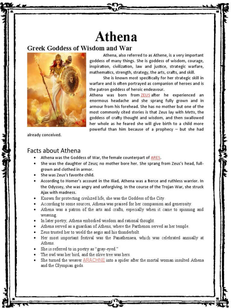 Athena: Greek Goddess of Wisdom and War | PDF | Athena | Mythology