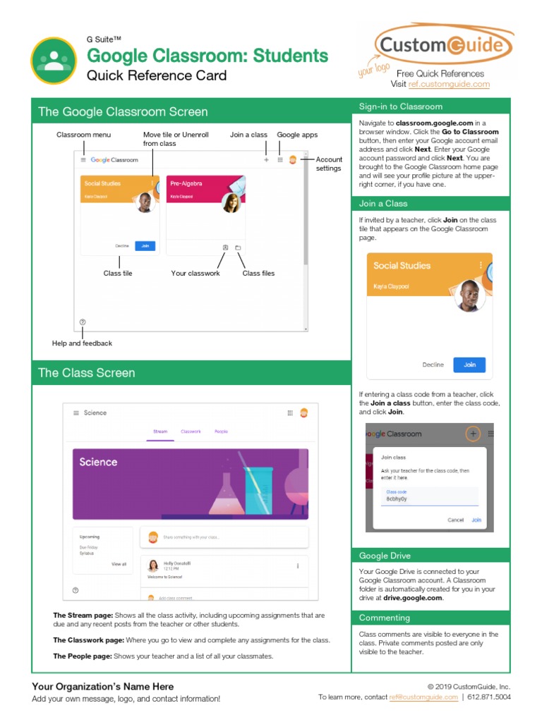 Google Classroom Quick Guide For Students | PDF | Software Companies Of ...