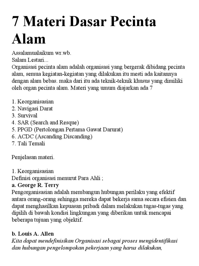 7 Materi Dasar Pecinta Alam | PDF