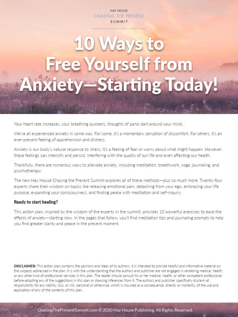 10 Ways To Free Yourself From Anxiety Action Plan PDF | PDF ...