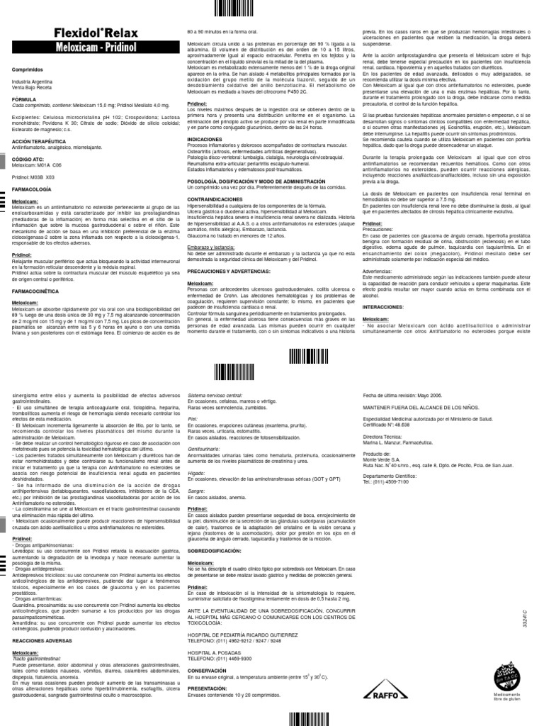 Flexidol Relax Prospecto Pacientes RAFFO | PDF | Droga anti ...
