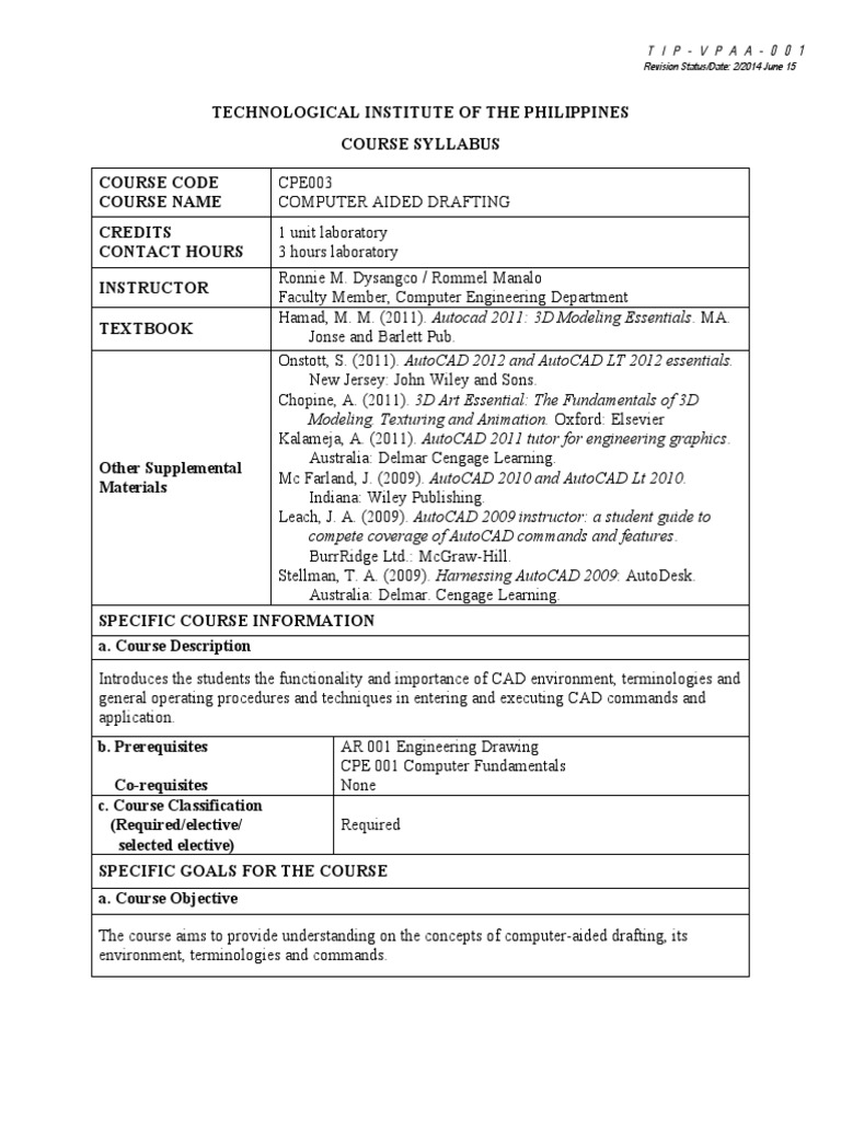 TIP-VPAA-001 Revision Status and Date | PDF | Auto Cad | Computer Aided ...