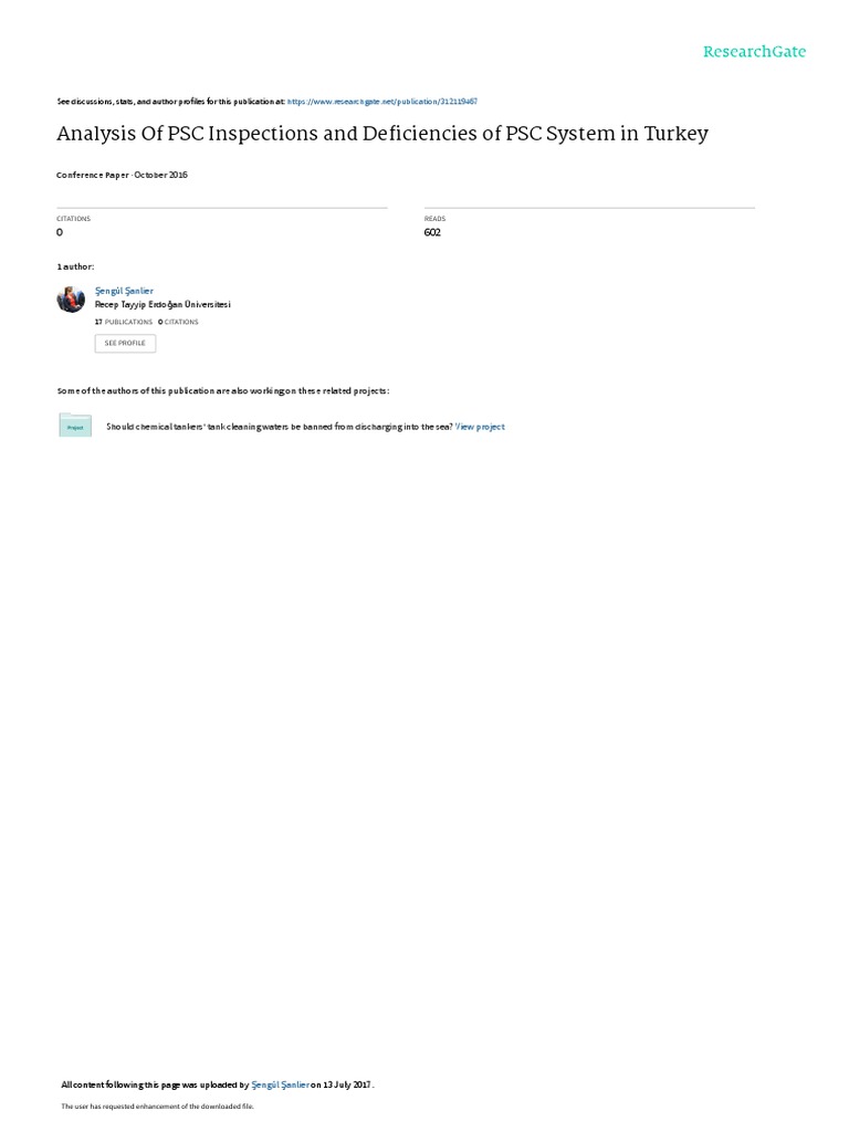 Analysis of PSC Inspections and Deficiencies of PSC System in Turkey ...
