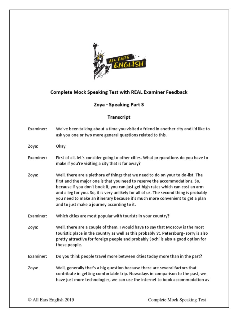 Zoya Transcript Speaking Part 3 | PDF | Business