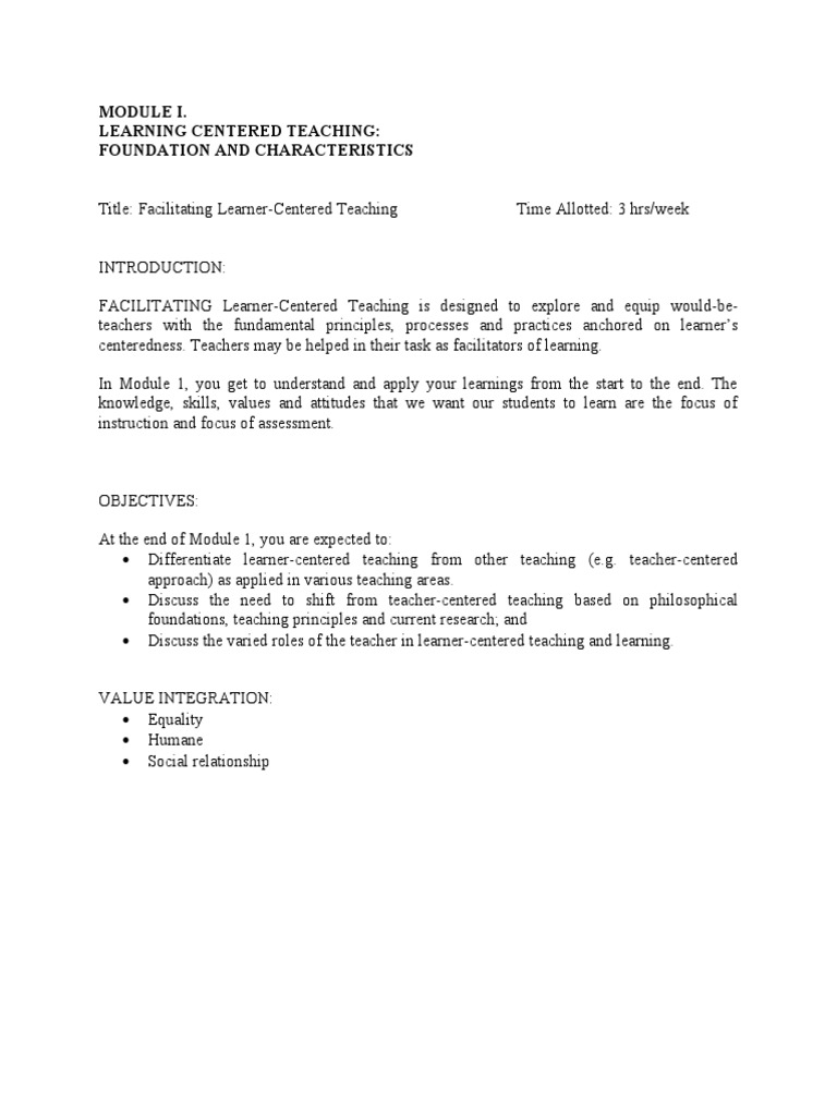 Learning Centered Teaching: Foundation and Characteristics | PDF | Constructivism (Philosophy Of ...