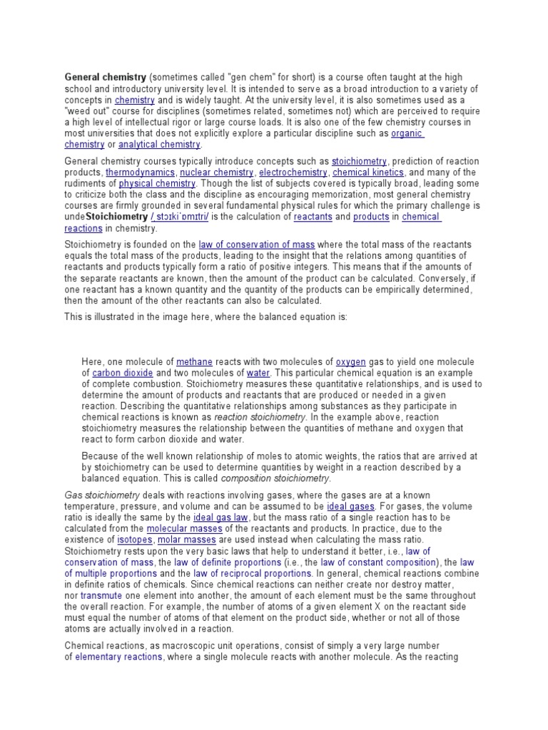 General Chemistry (Sometimes Called "Gen Chem" For Short) Is A Course ...