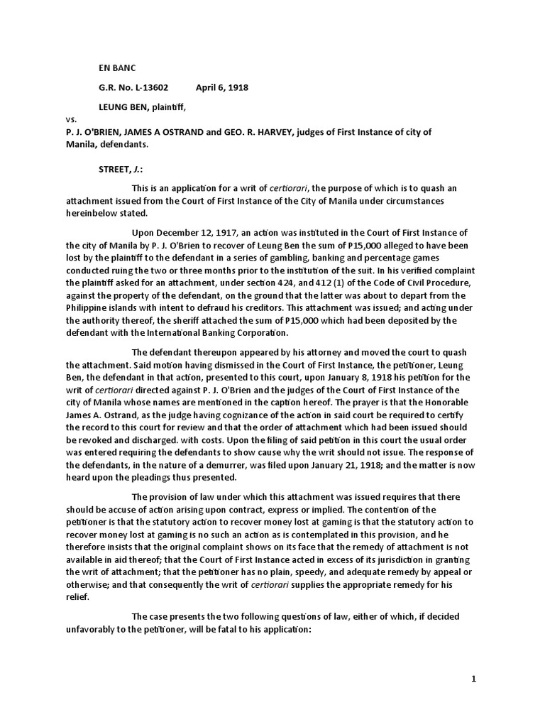 1st Assigned Cases | PDF | Law Of Obligations | Certiorari