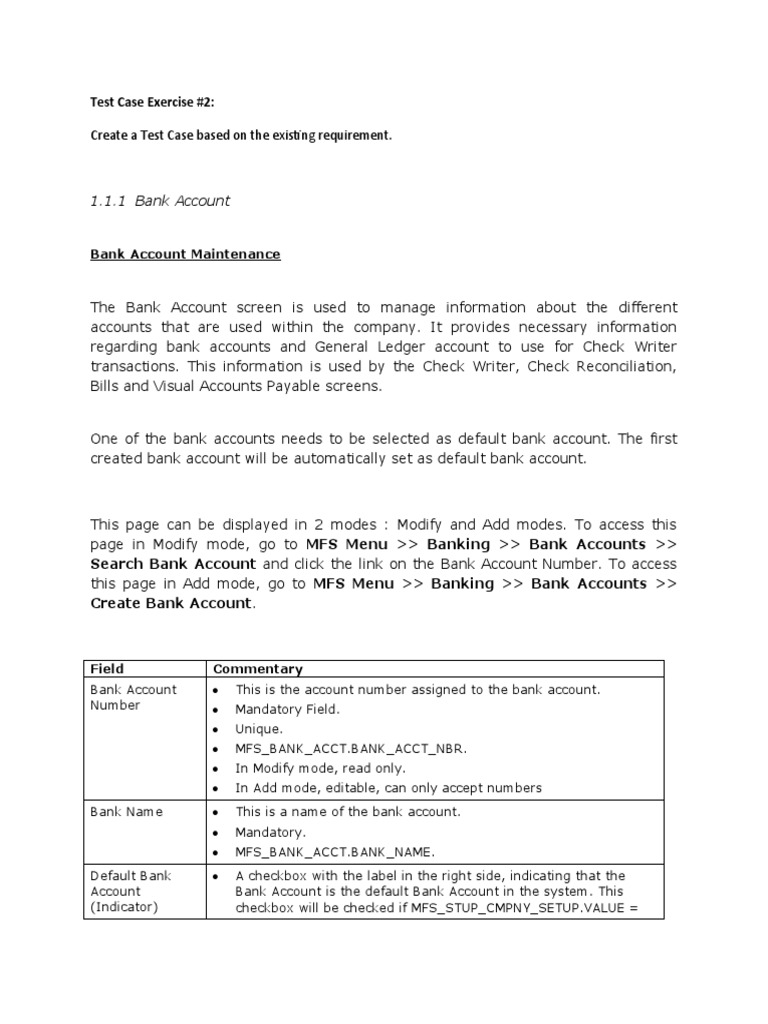 Bank Account Maintenance Test Case | PDF | Cheque | Banks
