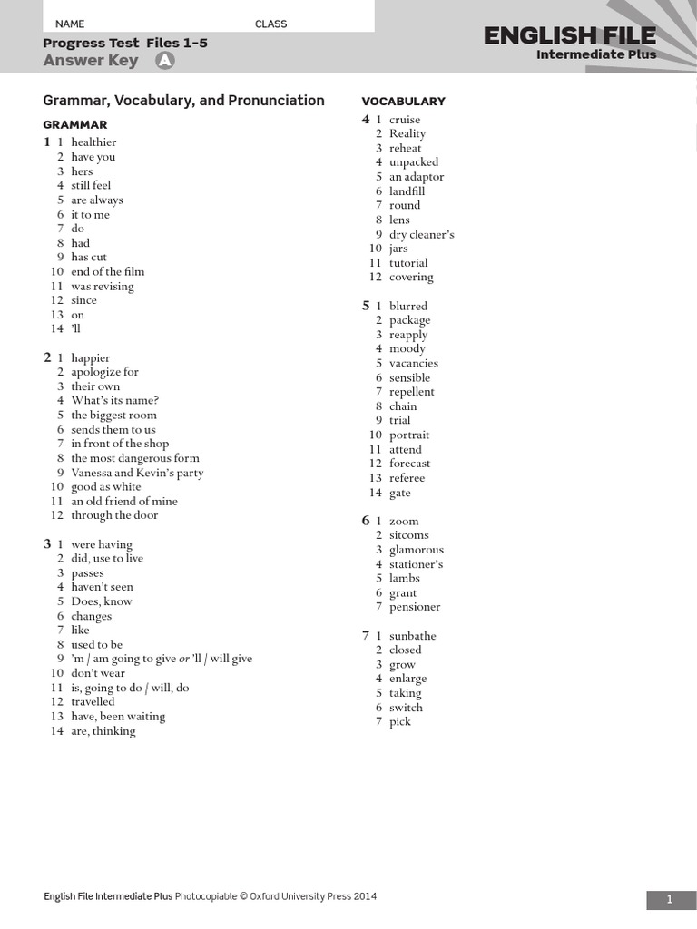 English File: Answer Key | PDF | English Language | Vocabulary