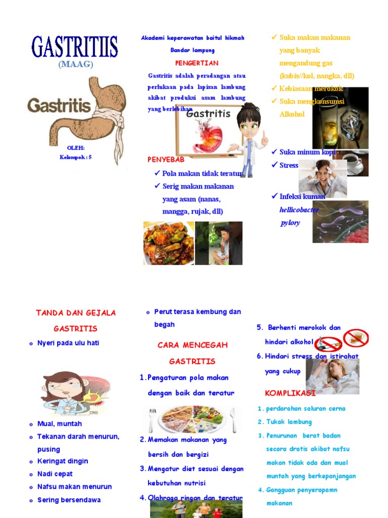 LEAFLET - GASTRITIS - Kelompok 5 | PDF