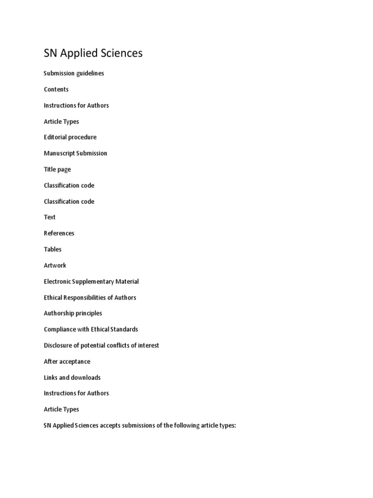 SN Applied Sciences | PDF | Conflict Of Interest | Citation