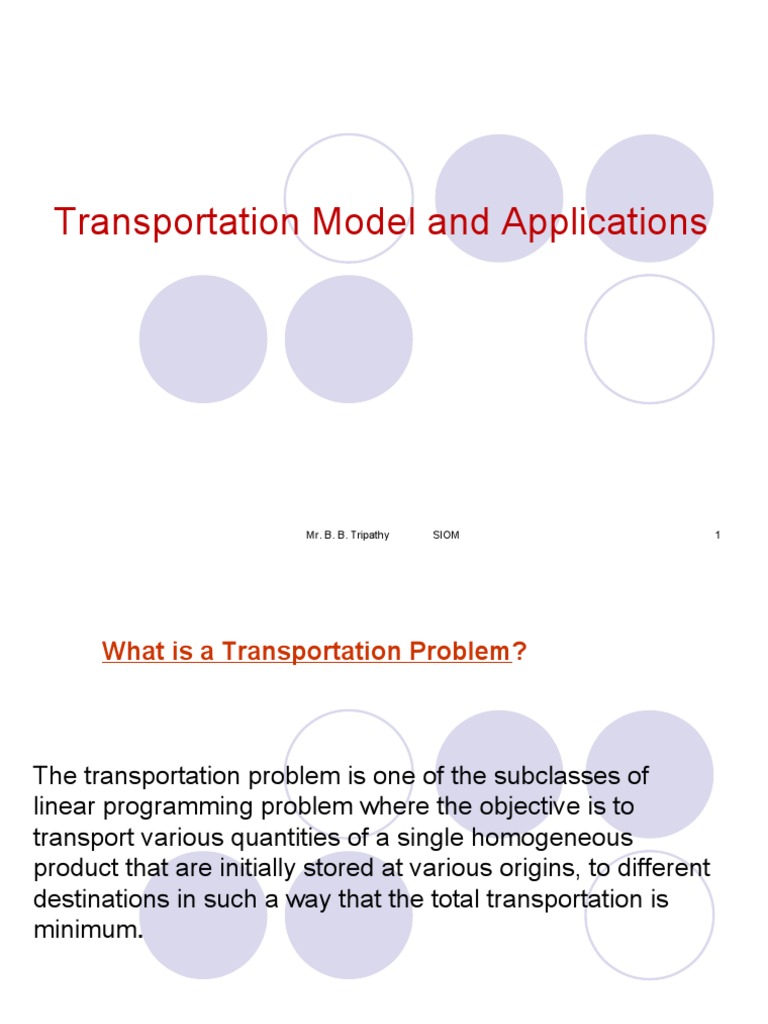 Transportation Problem Overview and Methods | PDF | Demand | Supply And ...