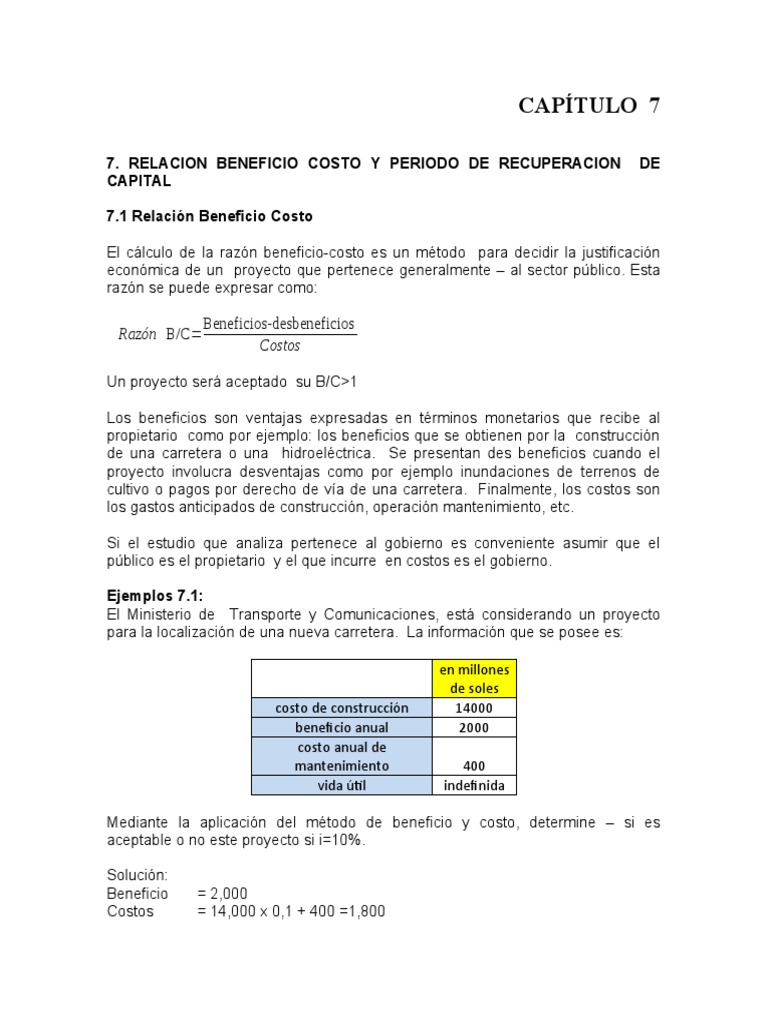 Relacion Beneficio Costo | PDF | Economias | Transporte
